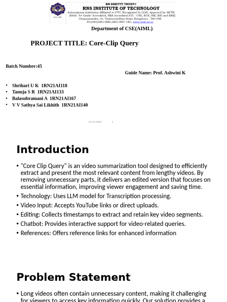 Project Review-Phase 1 PPT Template | PDF | Input/Output | You Tube