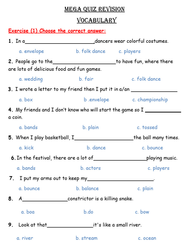 Mega Quiz Revision Sheet | PDF