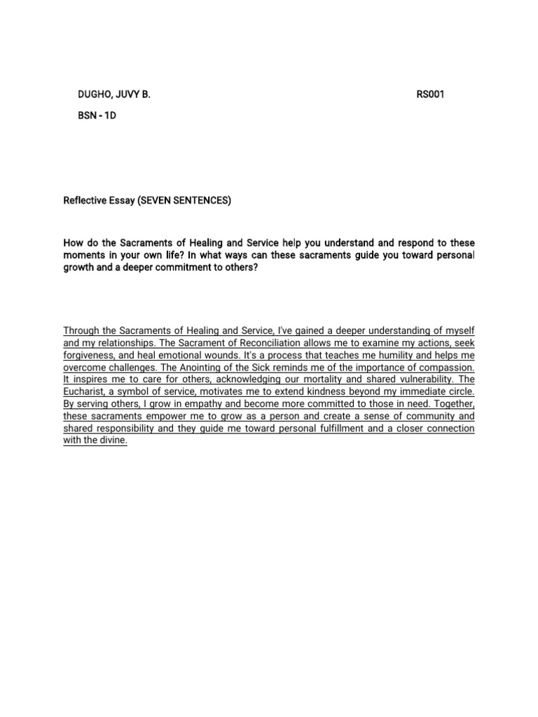 Rs001 (Reflective Essay) - Dugho-Wps Office | PDF