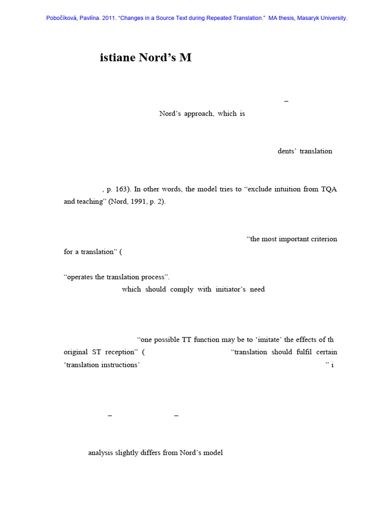 Nord - Text Analysis in Translation | PDF | Translations | Word