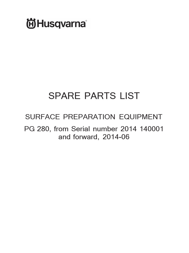 PG 280 Spare Parts List 2014-06 | PDF | Electrical Connector | Manufactured Goods