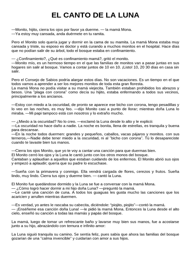 La canción de la luna y el monito | PDF