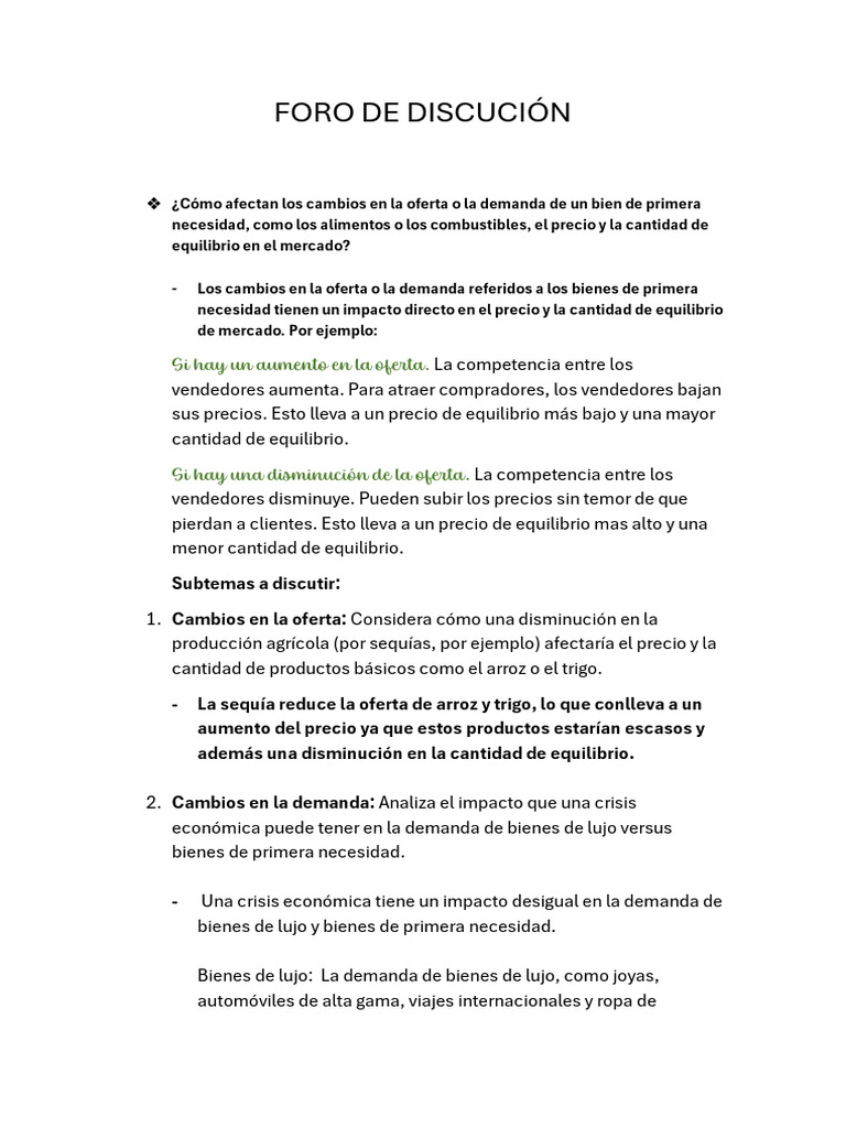 Foro de Discucion | PDF | Oferta (economía) | Subvención