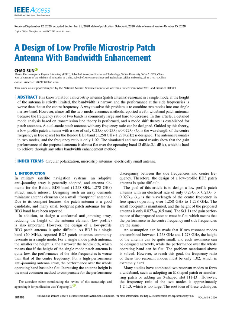 A Design of Low Profile Microstrip Patch Antenna With Bandwidth ...