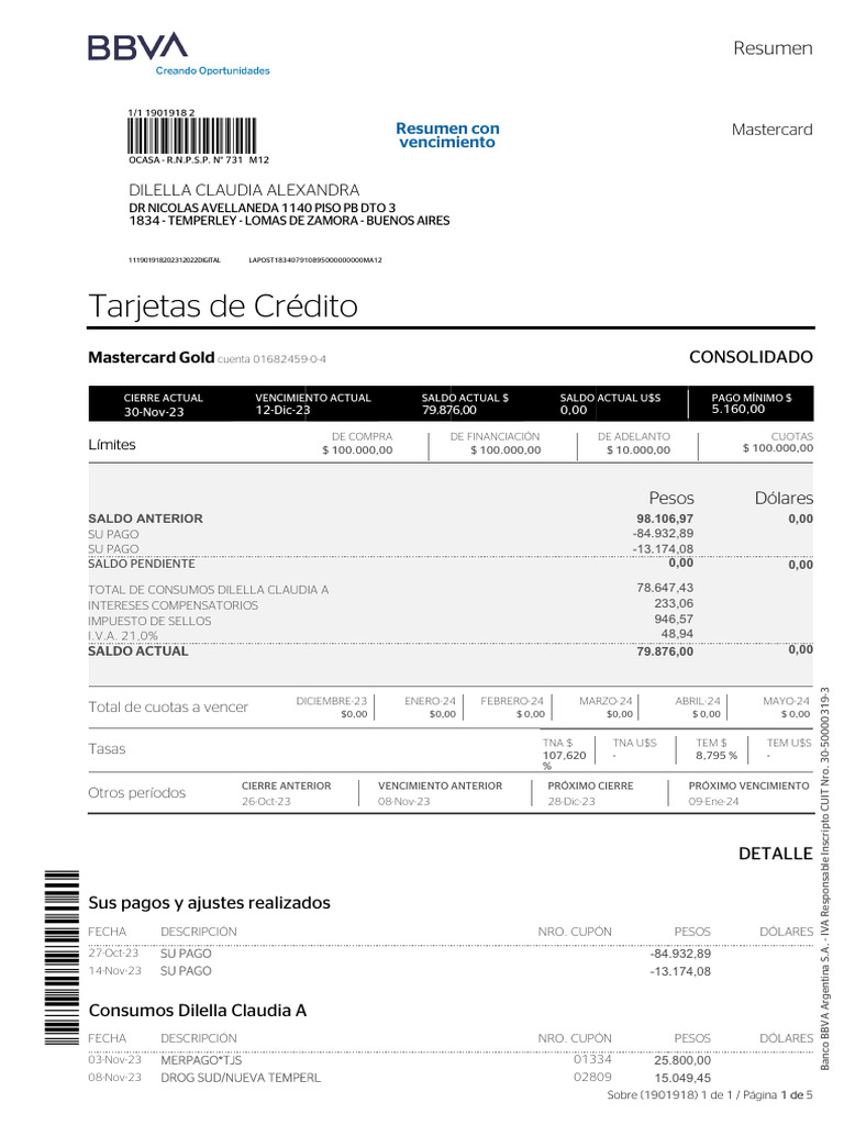 Resumen Tarjeta Mastercard BBVA | PDF | Tarjeta de crédito | Bancos