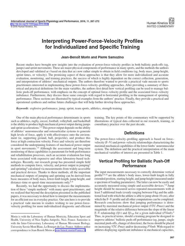 Morin, Samozino - 2016 - Interpreting Power-Force-Velocity Profiles For ...