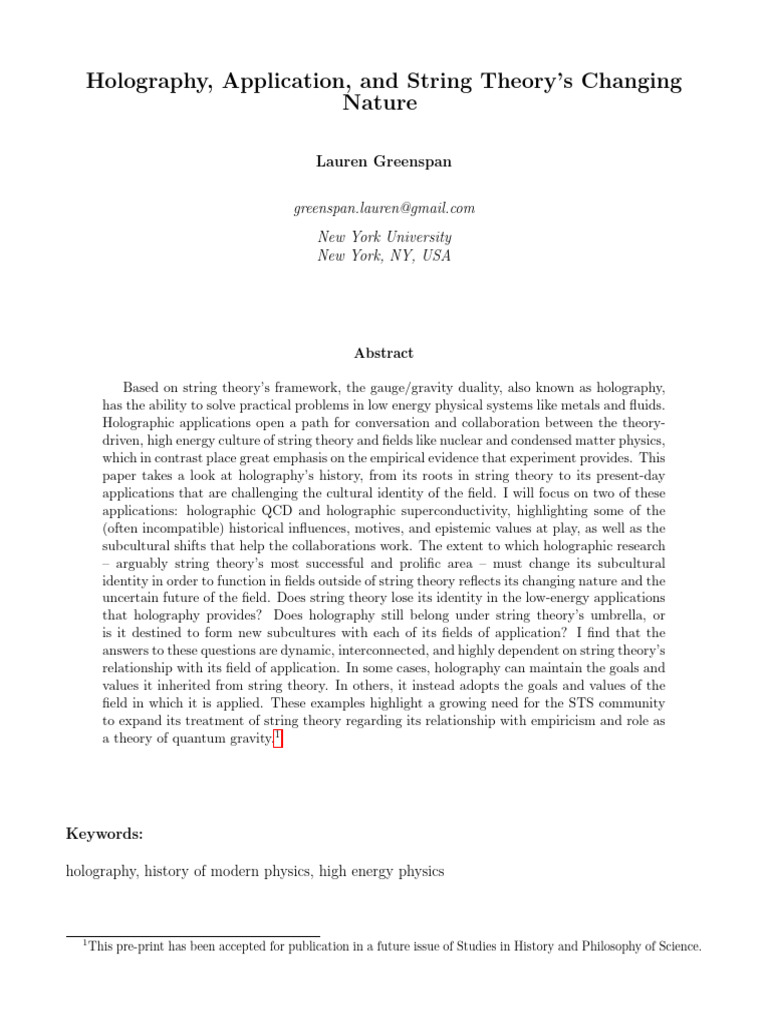 Holography, Application, and String Theory's Changing Nature | PDF | String Theory | Particle ...