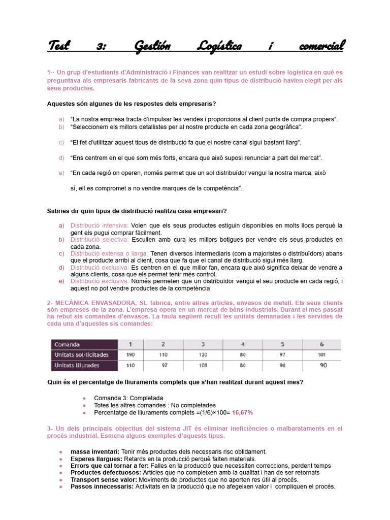 Tasca 3 Logistica | PDF