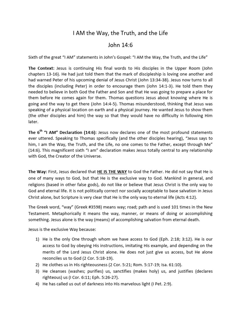 Jesus: The Way, Truth, and Life Explained | PDF | Jesus | Gospel Of John