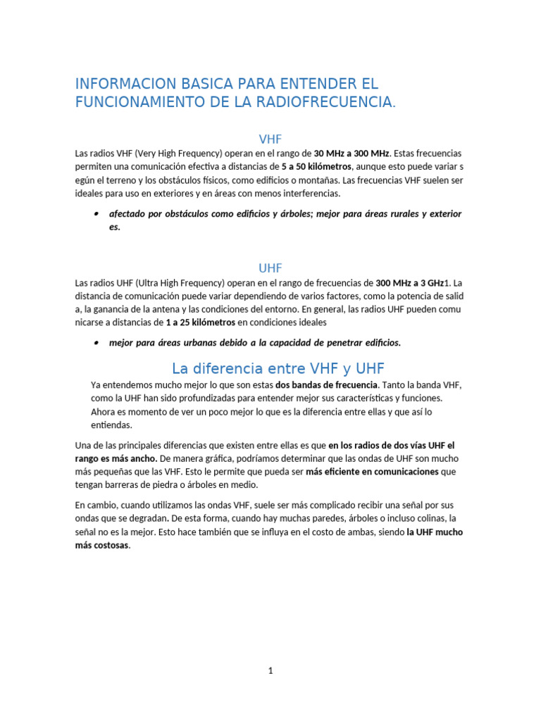 INFORMACION BASICA PARA ENTENDER EL FUNCIONAMIENTO DE LA RADIOFRECUENCIA | PDF | Frecuencia ...
