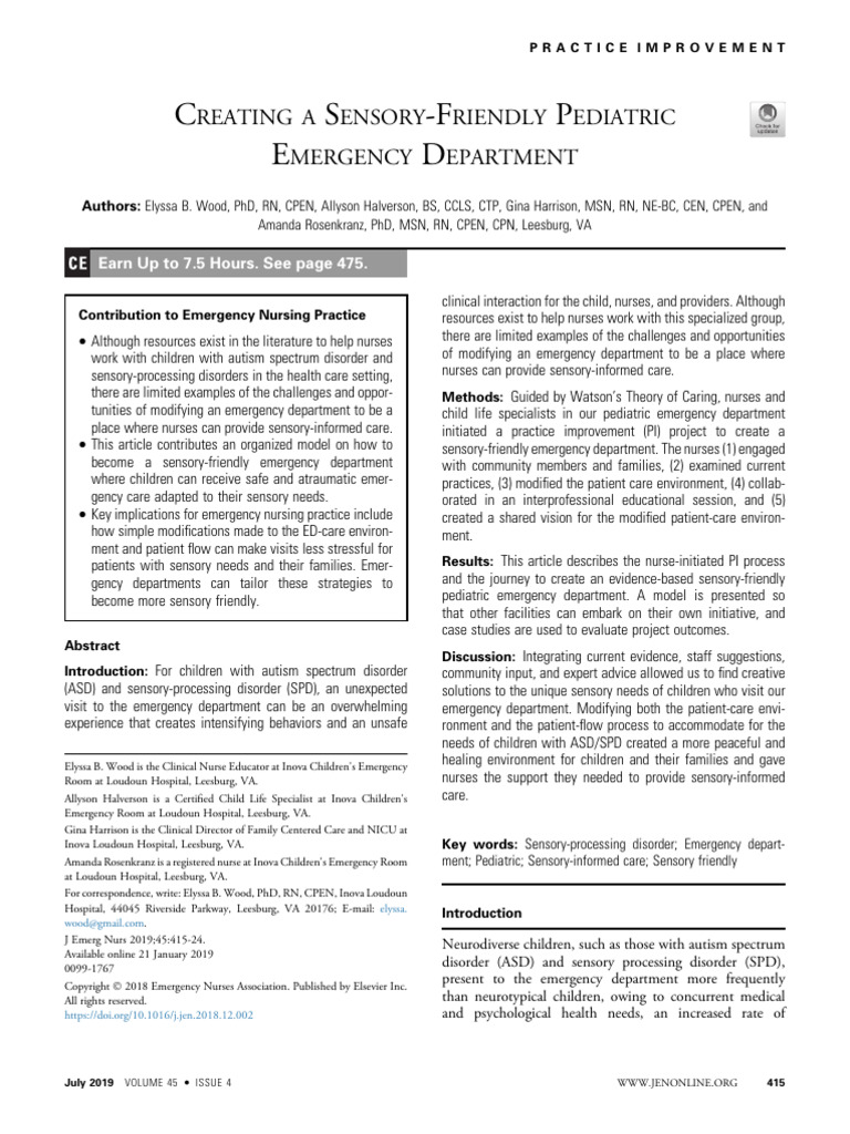 Creating A Sensory Friendly Pediatric Emergency Department | PDF ...