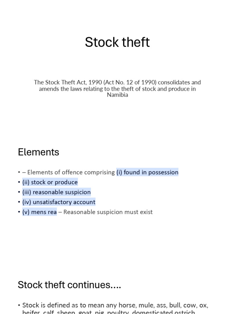 Stock theft slides | PDF | Theft | Mandatory Sentencing