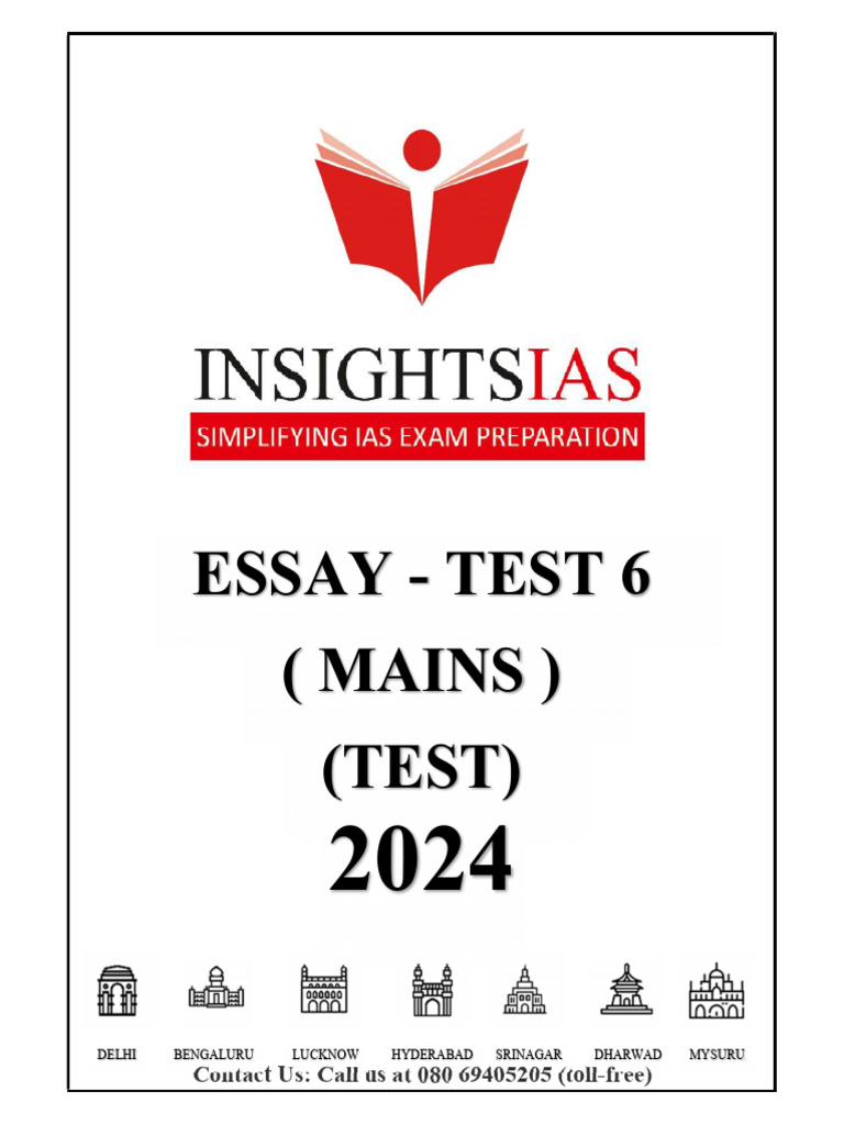 INSIGHT IAS Mains 2024 Essay Test 6 With Solution | PDF | Learning ...