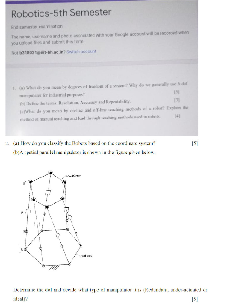 Robotics 2021 Endsem | PDF