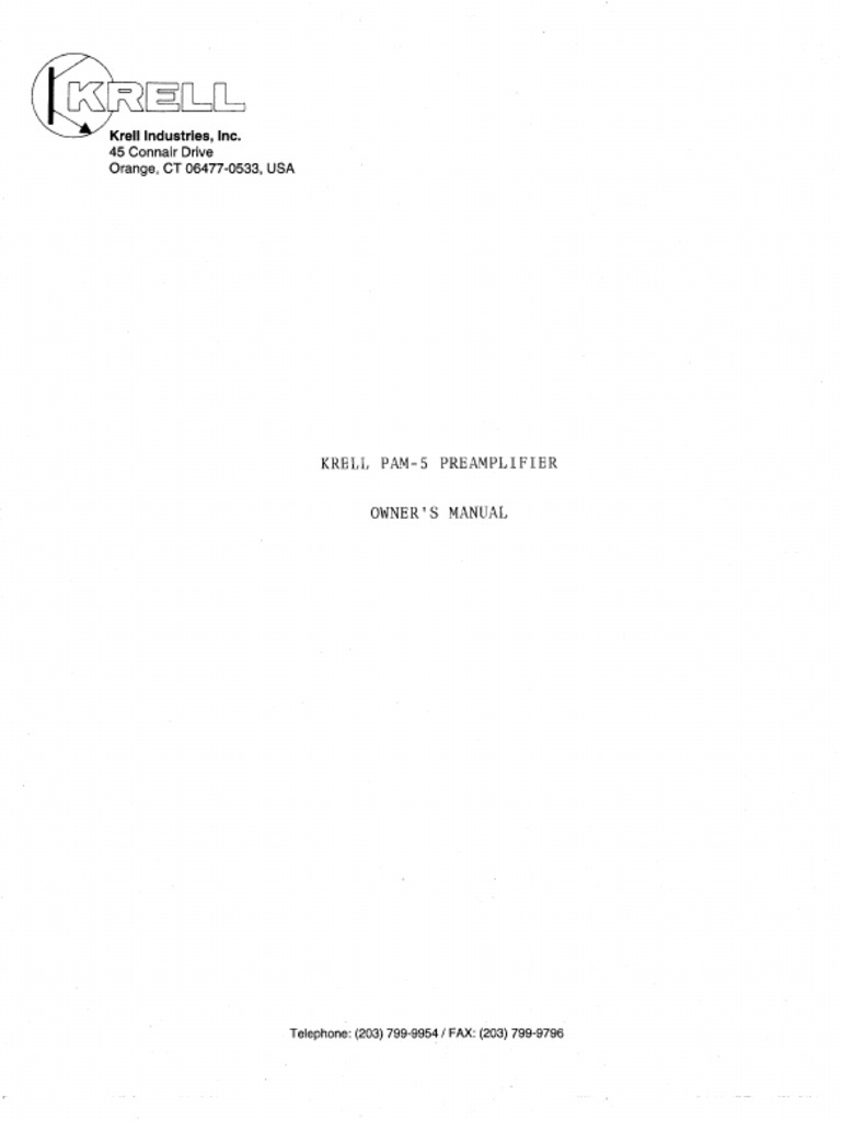 Krell PAM5 Owners Reference | PDF