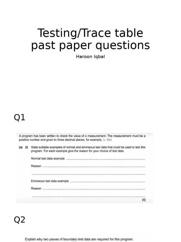 IGCSE Testing Past Paper Questions | PDF