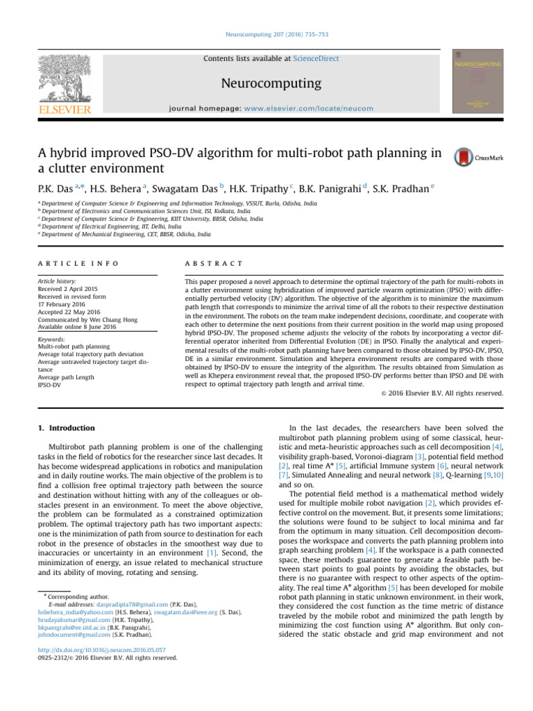 A Hybrid Improved PSO DV Algorithm For Multi Robot Path Plann - 2016 - Neurocomp | PDF ...