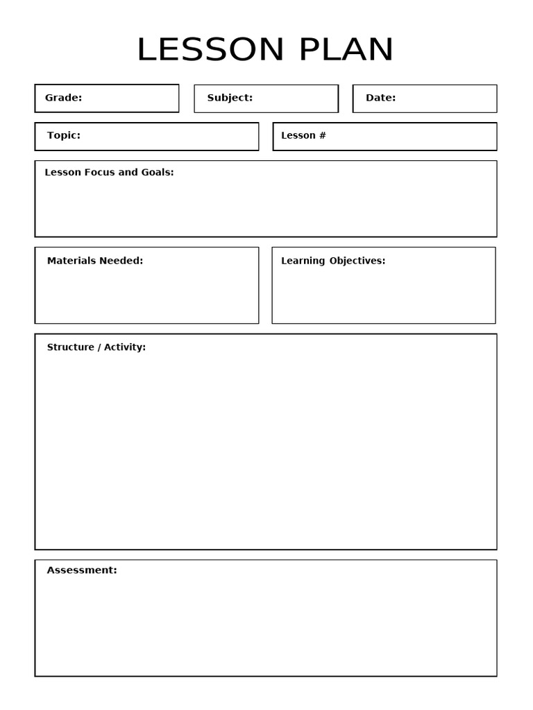Blank Print-friendly Simple Lesson Plan | PDF
