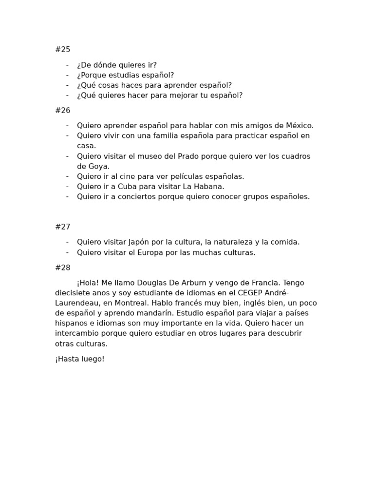 Devoir Espagnol Pdf