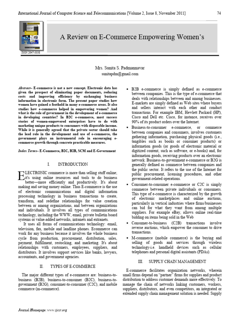E-Commerce's Role in Women's Empowerment | PDF | E Commerce | Supply ...