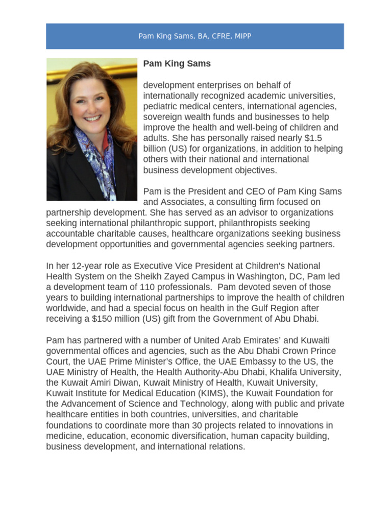 Pam King Sams Bio - BD | PDF | United Arab Emirates | Kuwait