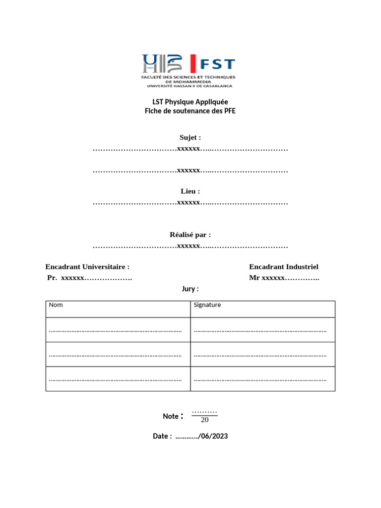Fiche de Soutenance Des PFE-2023 | PDF