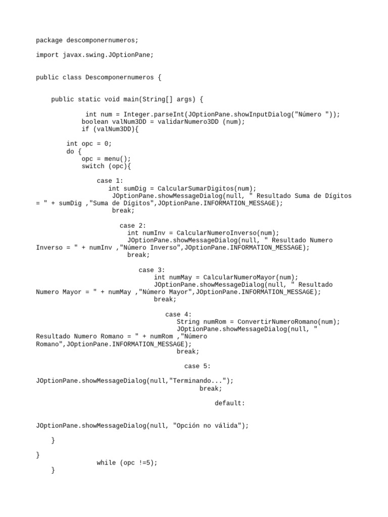 Descomponer Numeros | PDF | Programación de computadoras | Ciencias de ...