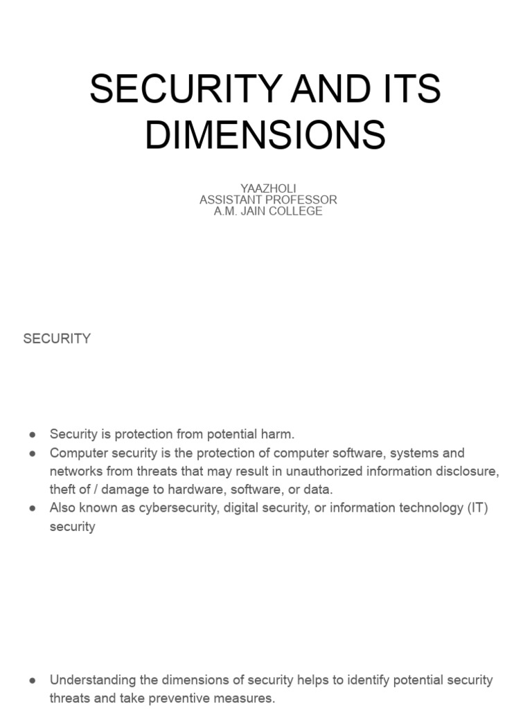 Overview of Security Dimensions | PDF | Security | Computer Security