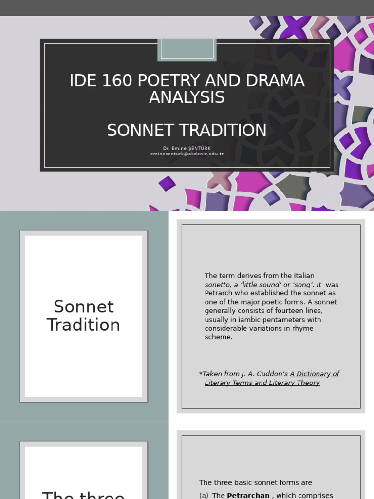 Sonnet Tradition | PDF | Sonnets | Poetry