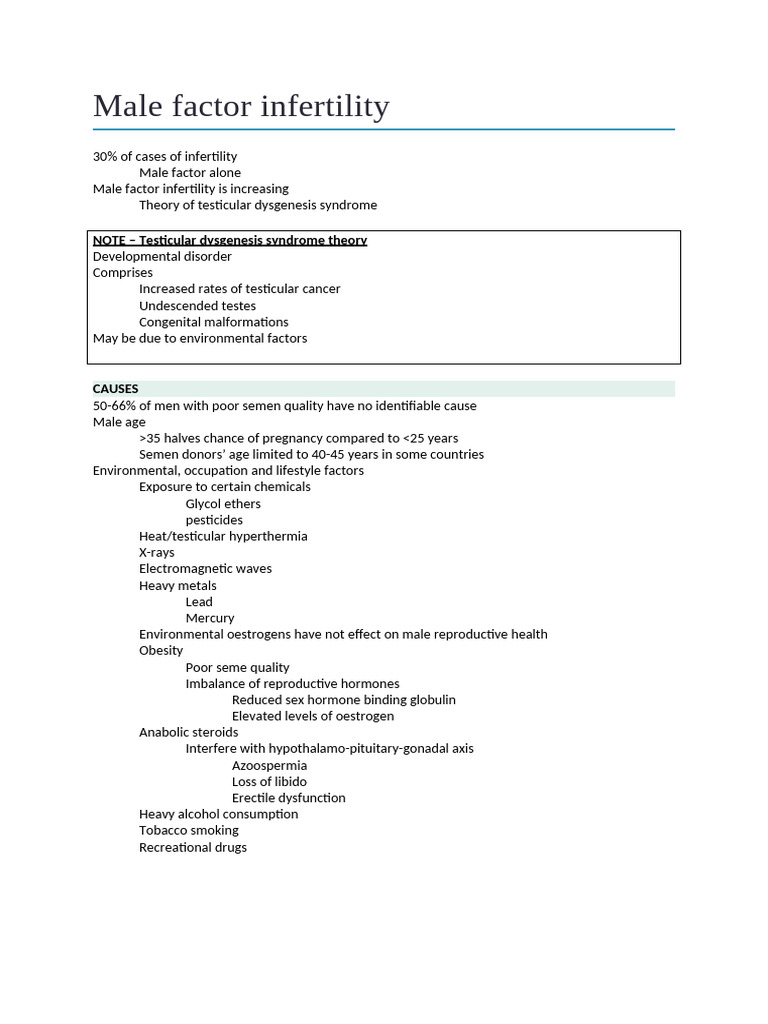 Male Factor Infertility | PDF | Infertility | Human Reproduction