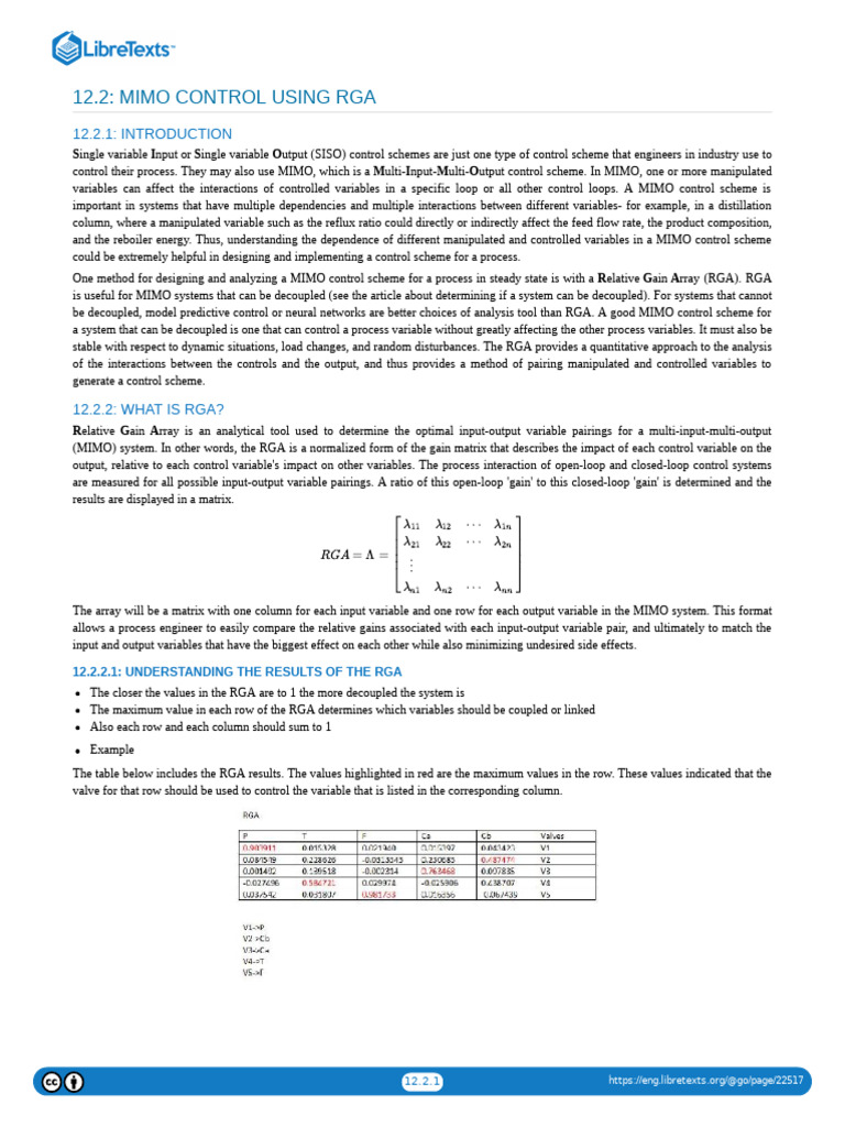 12.02 MIMO Control Using RGA | PDF | Matrix (Mathematics) | Mathematical Analysis