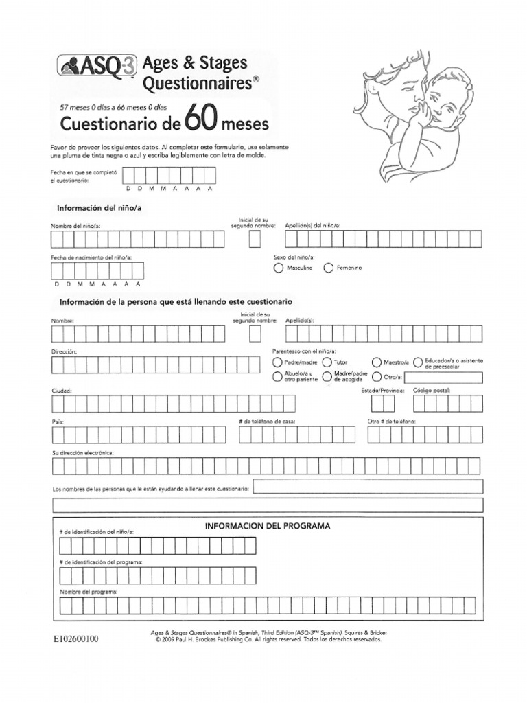 ASQ-3 de 60 Meses (57 A 66 Meses) | PDF
