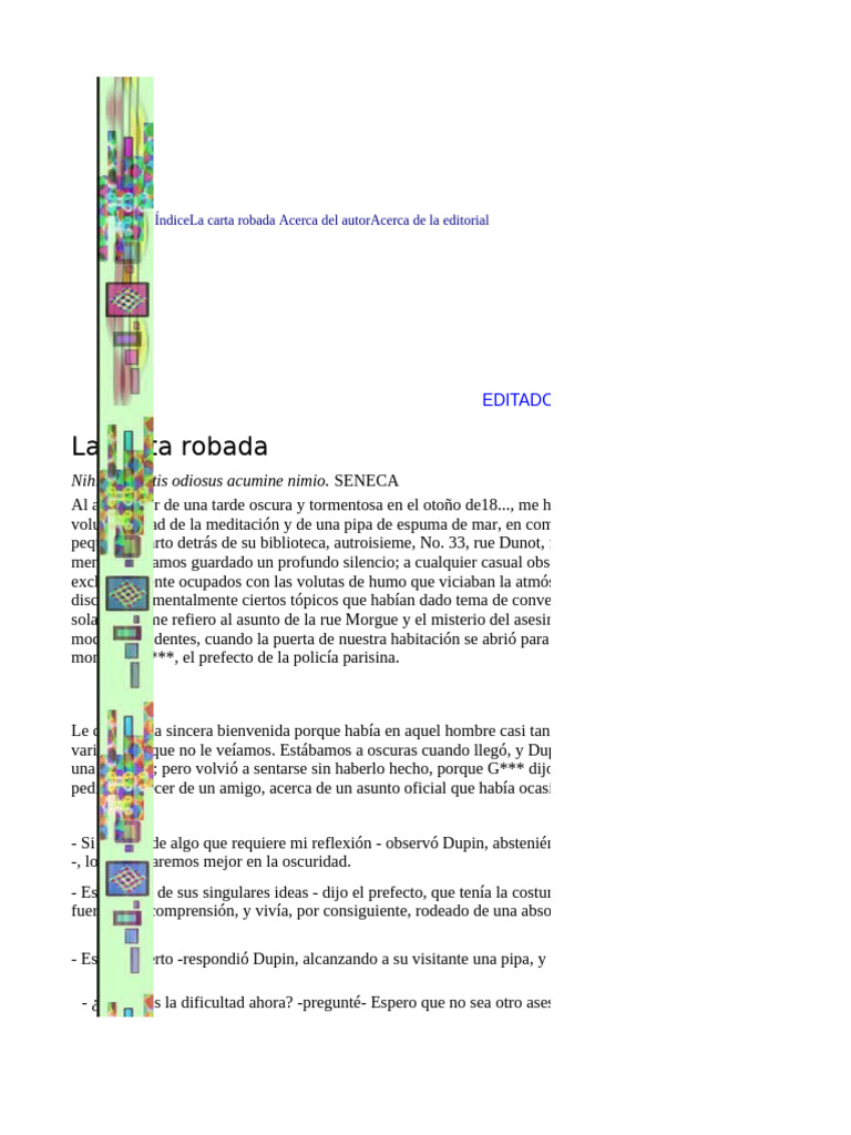 Poe Edgar Allan - La Carta | PDF | Edgar Allan Poe | Verdad