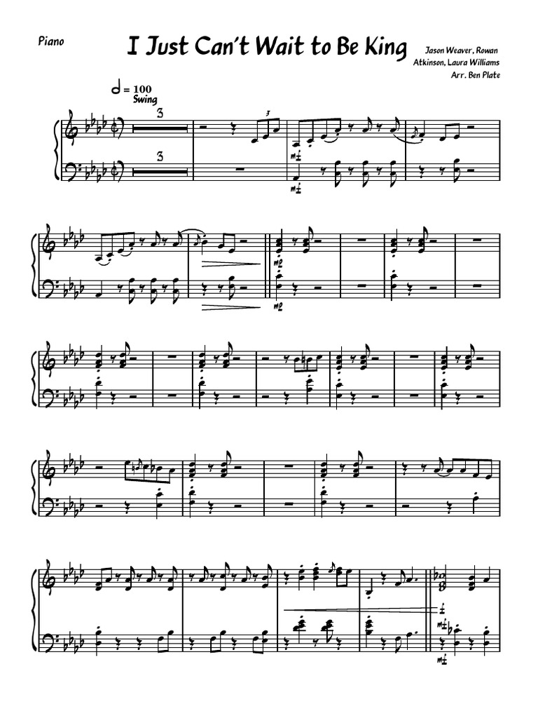 I - Just - Cant - Wait - To - Be - King - Elton - John (2) - Piano | PDF