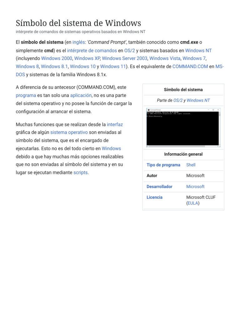 Símbolo del sistema de Windows - Wikipedia, la enciclopedia libre | PDF ...