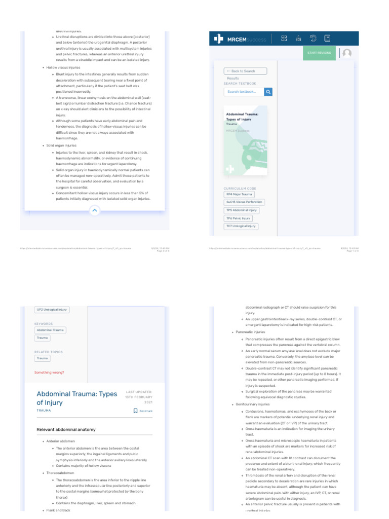 Abdominal Trauma - Types of Injury - MRCEM Success | PDF | Abdomen ...