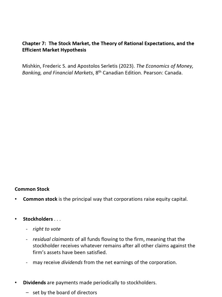 Ch07-Fall 2024 Lec-Mish - 8ce - PDF | PDF | Stocks | Dividend