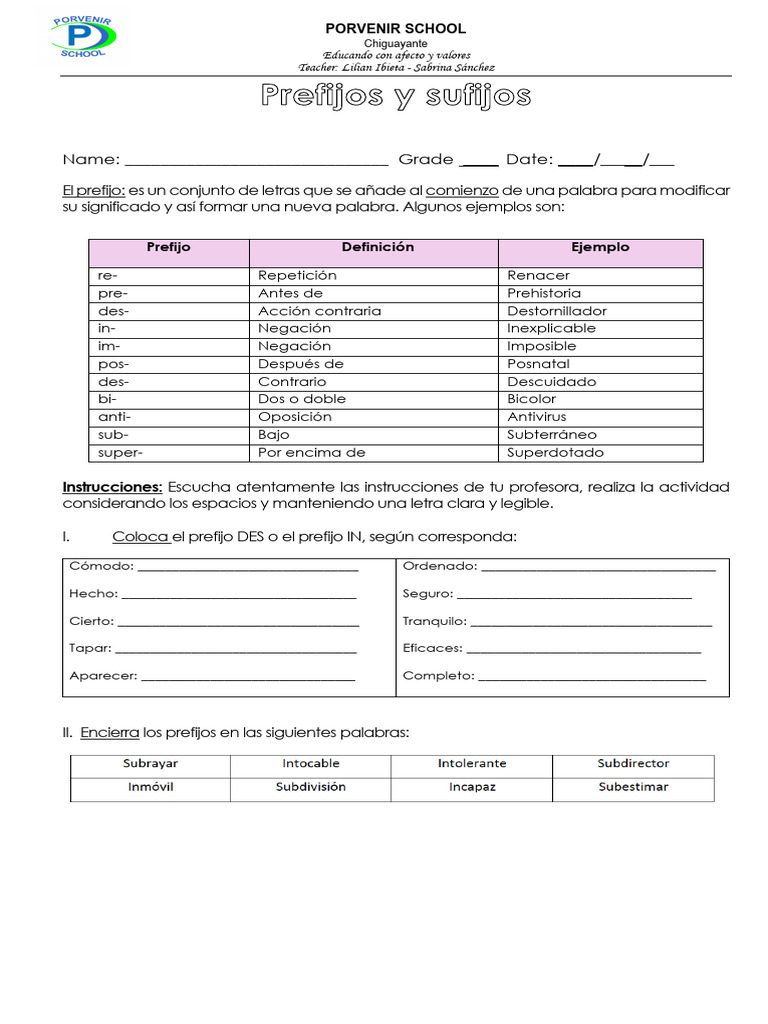 Prefijos y Sufijos | PDF | Lingüística | Morfología