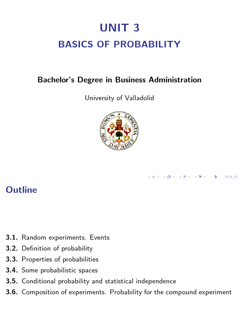 Statistics I - Unit 3 - Basics of Probability | PDF | Probability ...