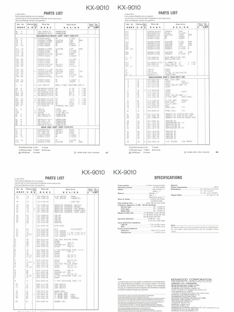 Kenwood - kx-9010 - SM 2 Pages | PDF