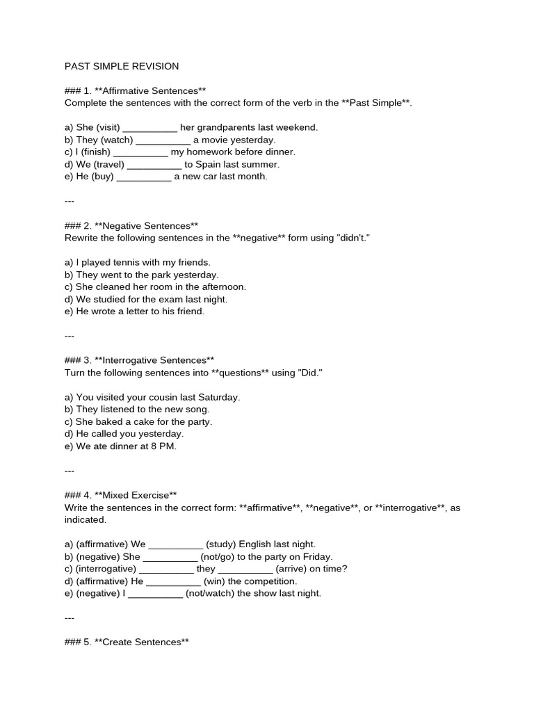 Past simple revision | PDF
