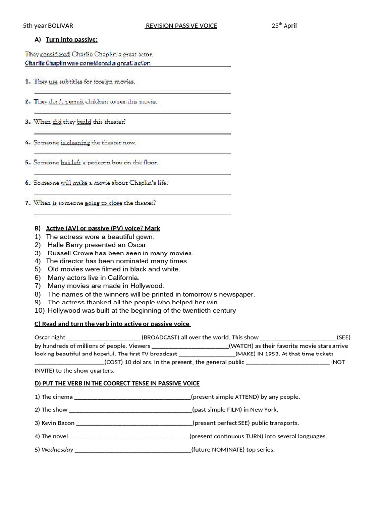 Revison Passive Voice All Tenses | PDF