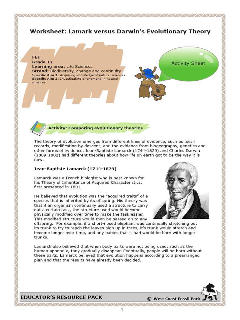 FET-Grade12-Lamark Vs Darwin | PDF | Evolution | Natural Selection