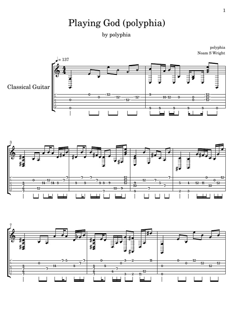 Playing God (Polyphia) - Classical Guitar | PDF