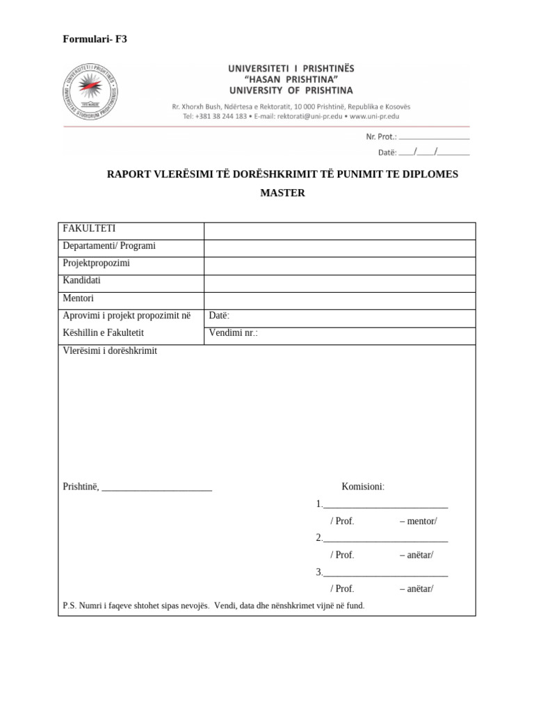 Formulari-F3: P.S. Numri I Faqeve Shtohet Sipas Nevojës. Vendi, Data ...