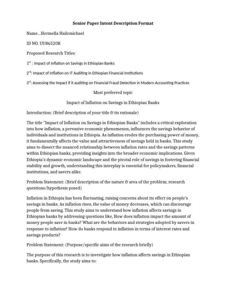 Senior Paper Intent Description Format | PDF | Statistics | Sampling ...