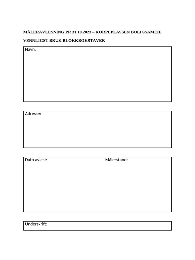Navn:: Måleravlesning PR 31.10.2023 - Korpeplassen Boligsameie ...