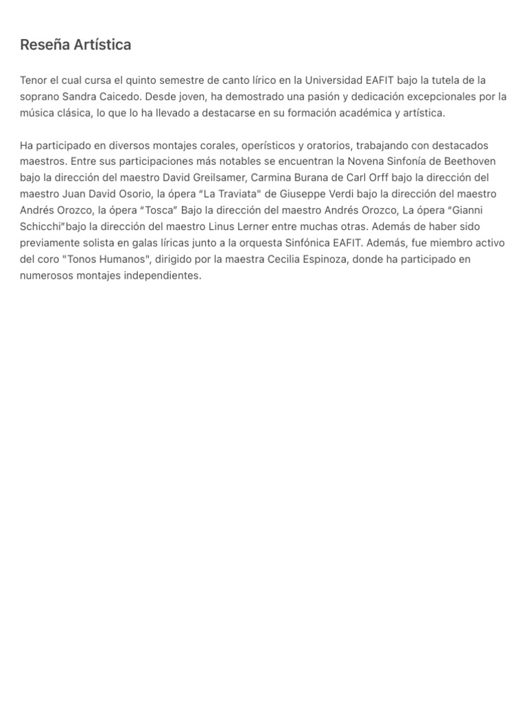 Reseña de Tenor en Formación EAFIT | PDF