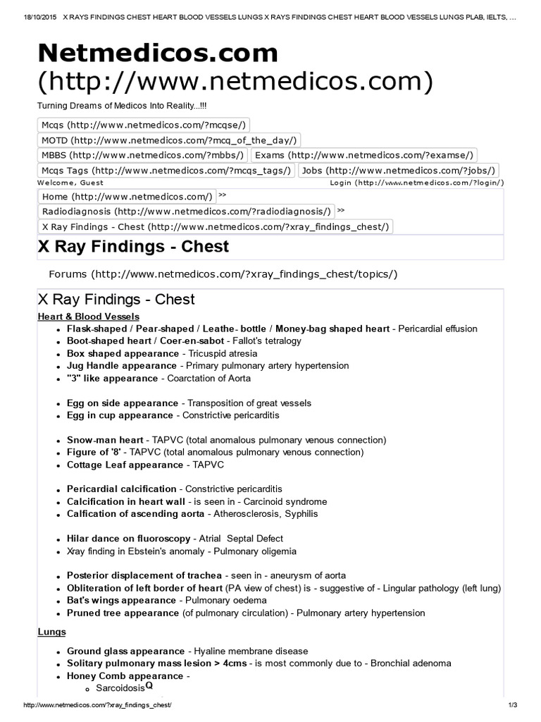 Lung x Ray Signs | PDF | Heart | Lung