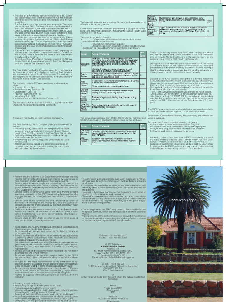 Free State Psychiatric Complex Overview | PDF | Psychiatry | Forensic ...